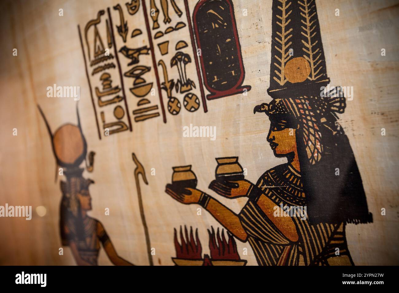 reproduction of ancient egyptian art on real papyrus Stock Photo - Alamy