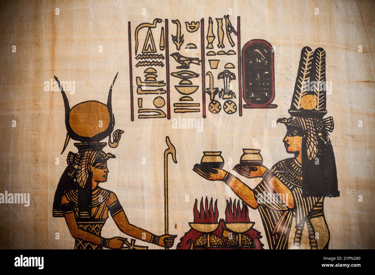 reproduction of ancient egyptian art on real papyrus Stock Photo - Alamy