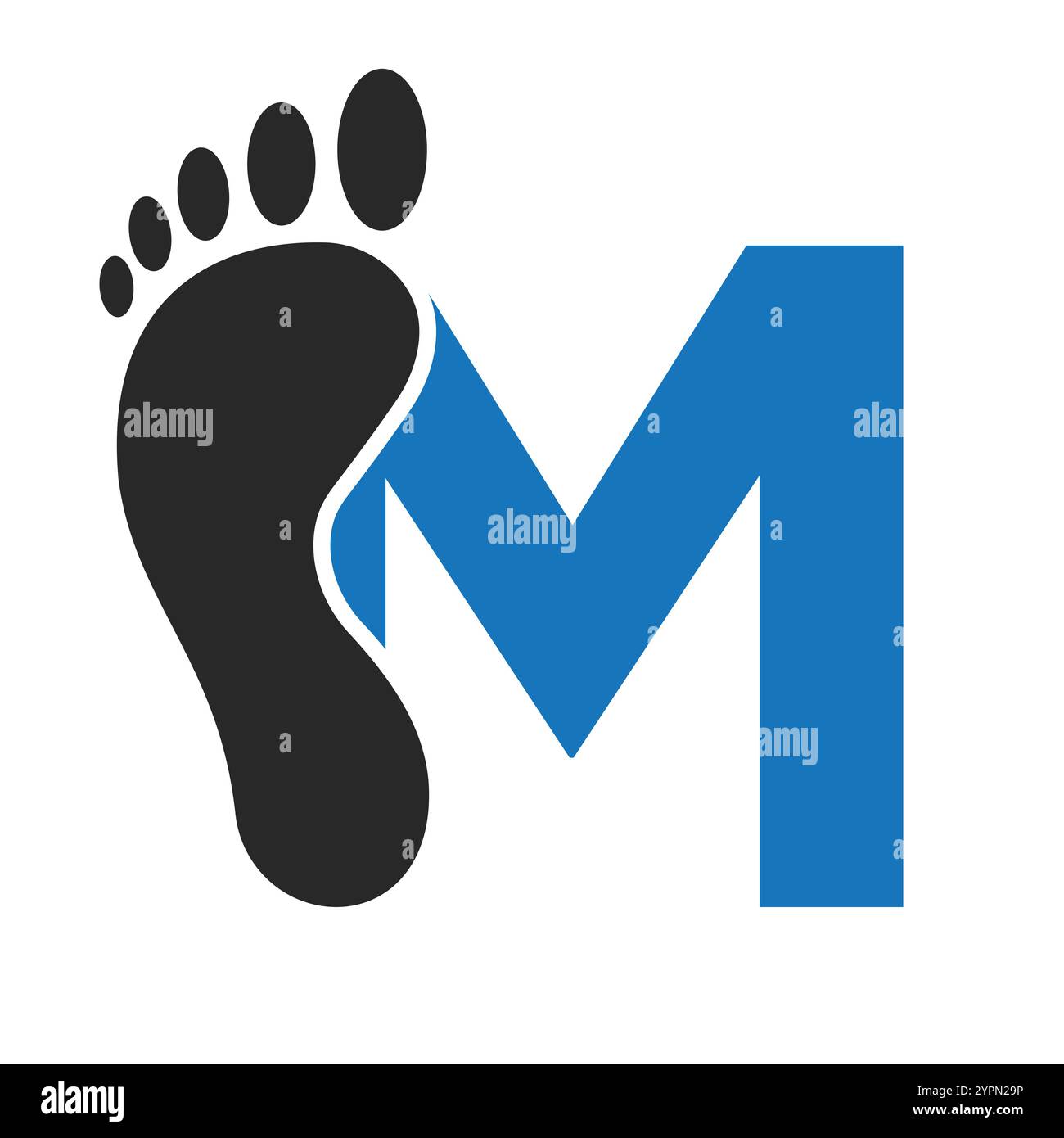 Initial Letter M Foot Logo Design Concept For Step Symbol Vector Sign ...