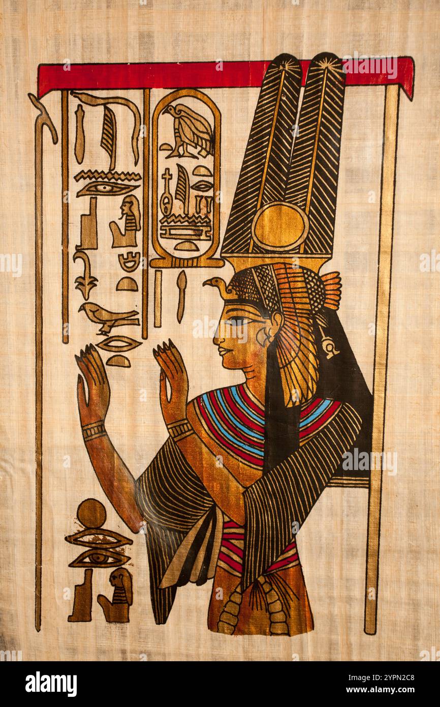 reproduction of ancient egyptian art on real papyrus Stock Photo - Alamy