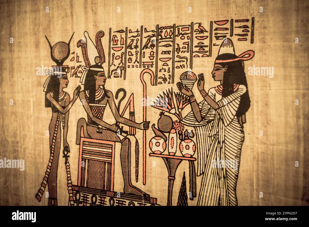 reproduction of ancient egyptian art on real papyrus Stock Photo - Alamy