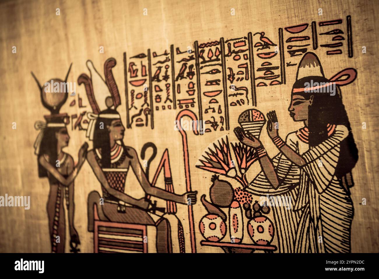 reproduction of ancient egyptian art on real papyrus Stock Photo - Alamy
