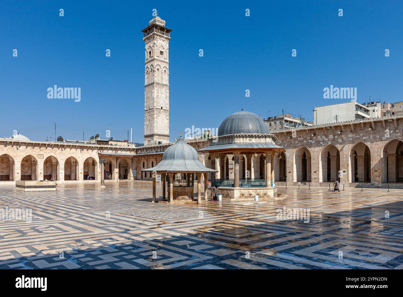 Syria, Aleppo, The Great Mosque - Courtyard and Ablution Fountains ...