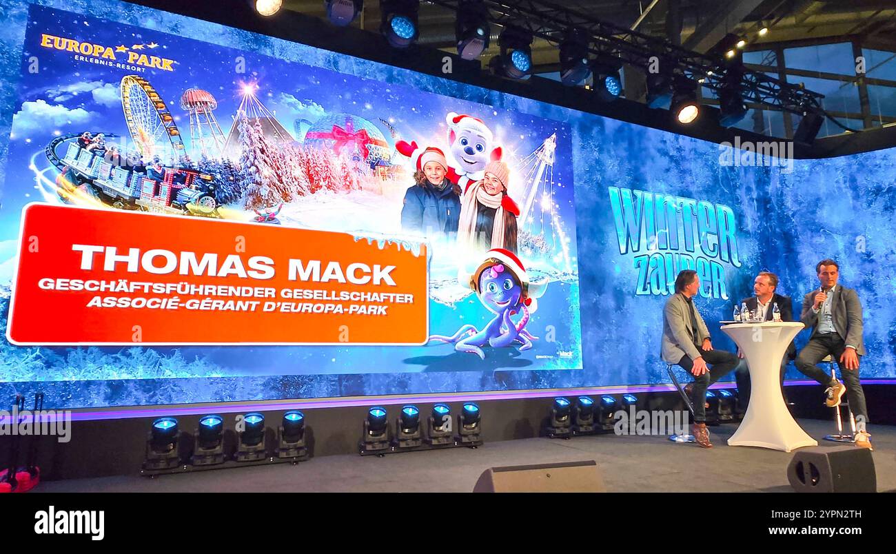 Rust, Germany - November 28, 2024: Europa-Park Winter Season Press Conference with Owner Family ...