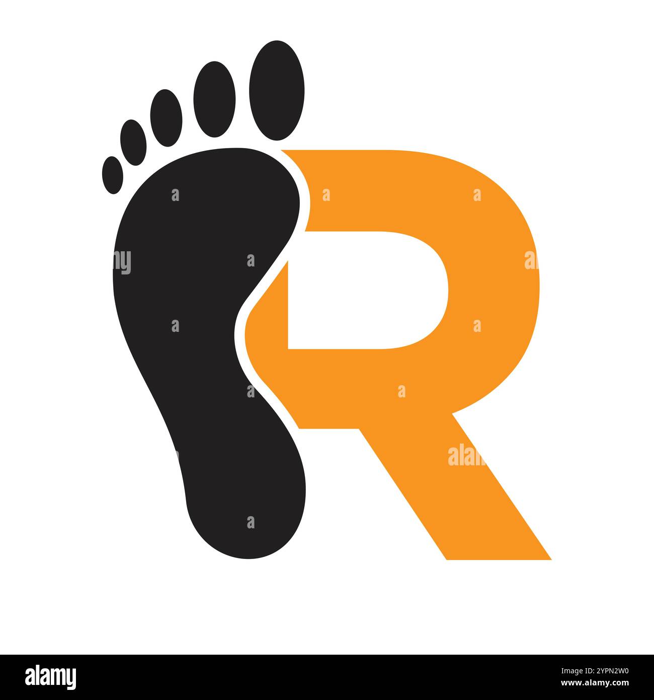 Initial Letter R Foot Logo Design Concept For Step Symbol Vector Sign ...