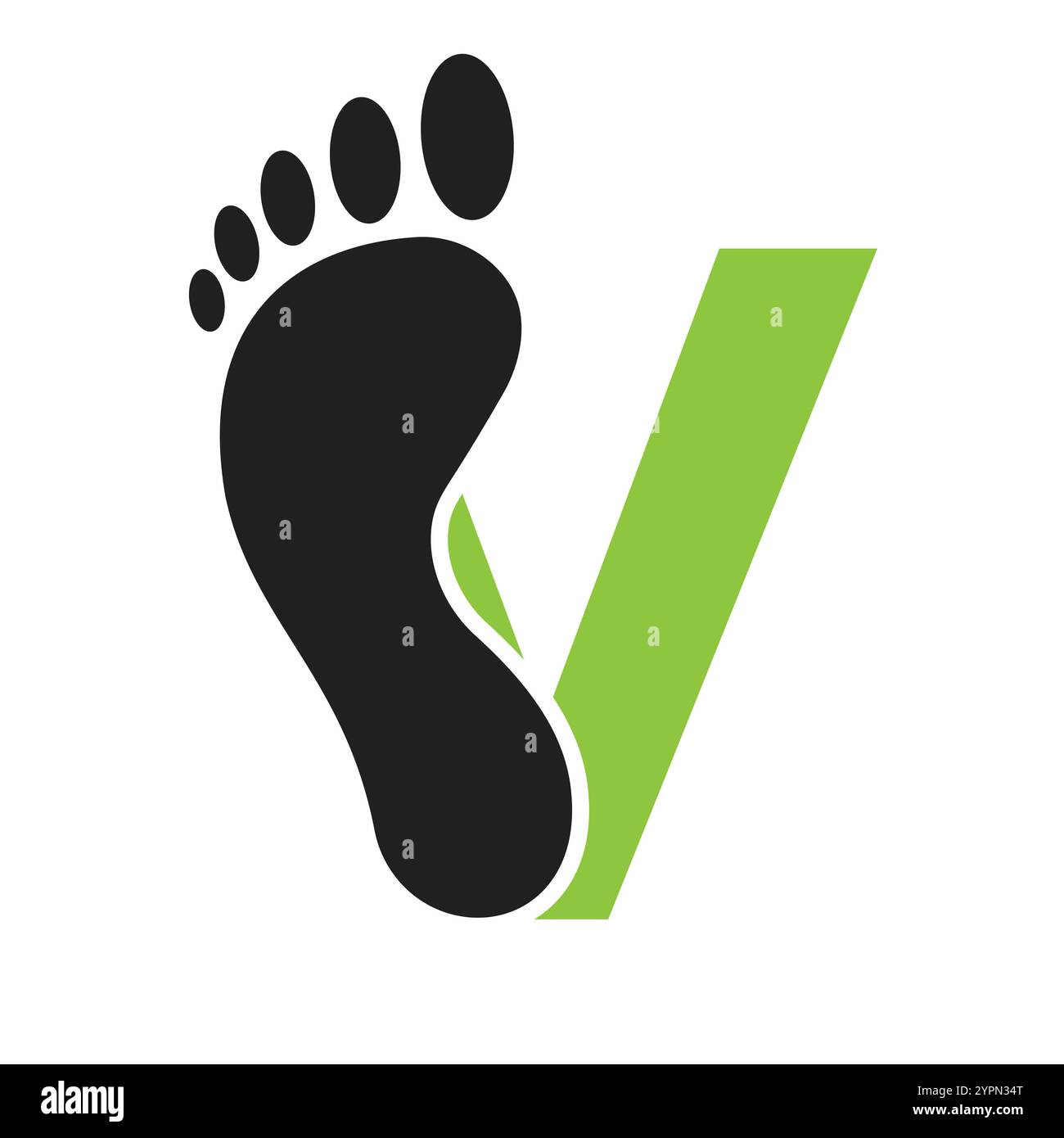 Initial Letter V Foot Logo Design Concept For Step Symbol Vector Sign ...