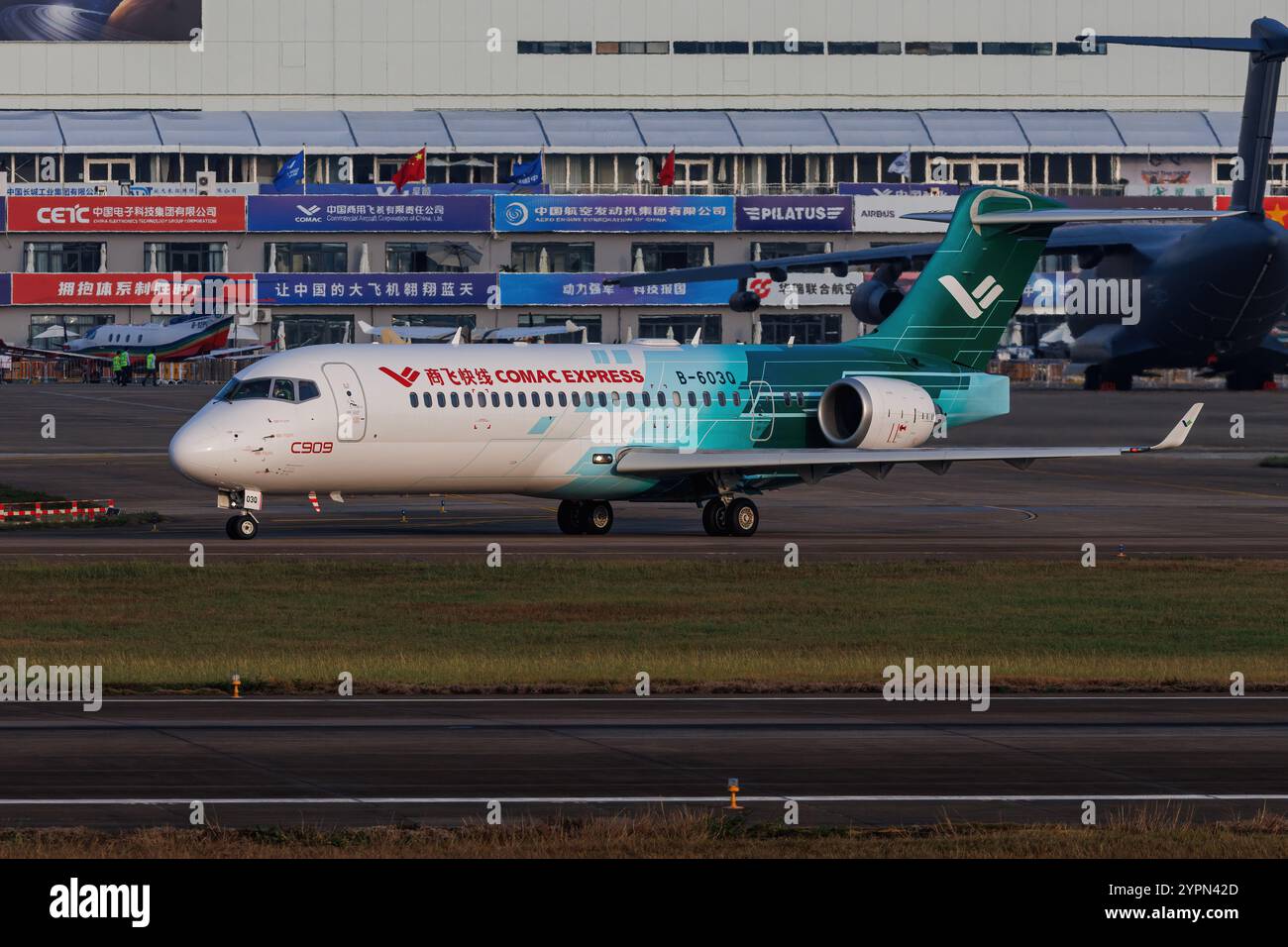 A Comac C909 or COMAC ARJ21 regional jet operated by COMAC Express at Airshow China in Zhuhai ...