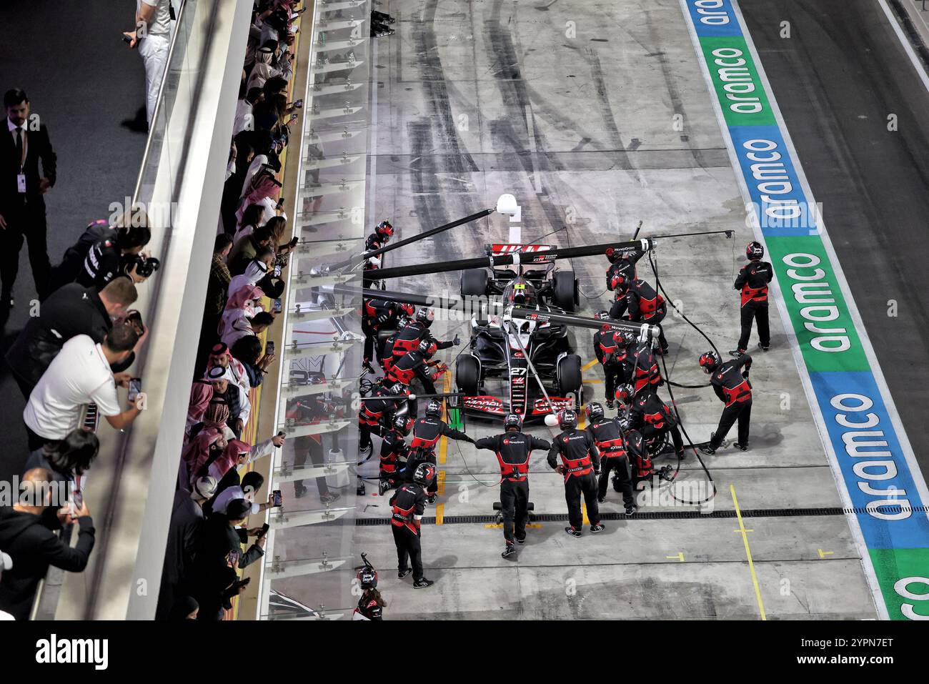Doha, Qatar. 01st Dec, 2024. Nico Hulkenberg (GER) Haas VF-24 makes a ...