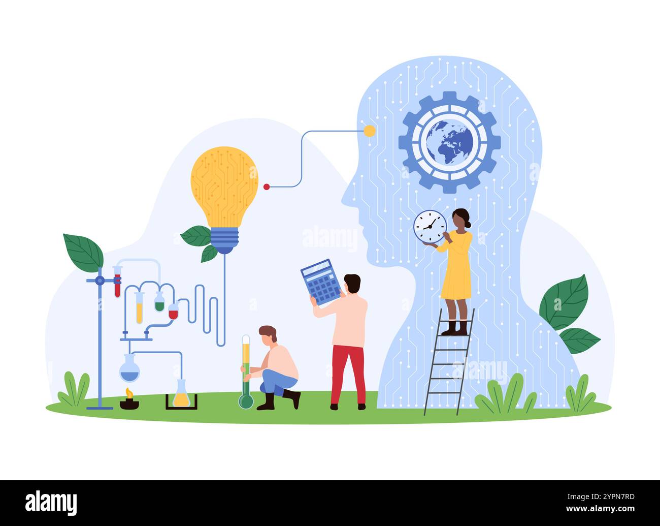 Scientists collaborating with AI technology and innovative tools ...