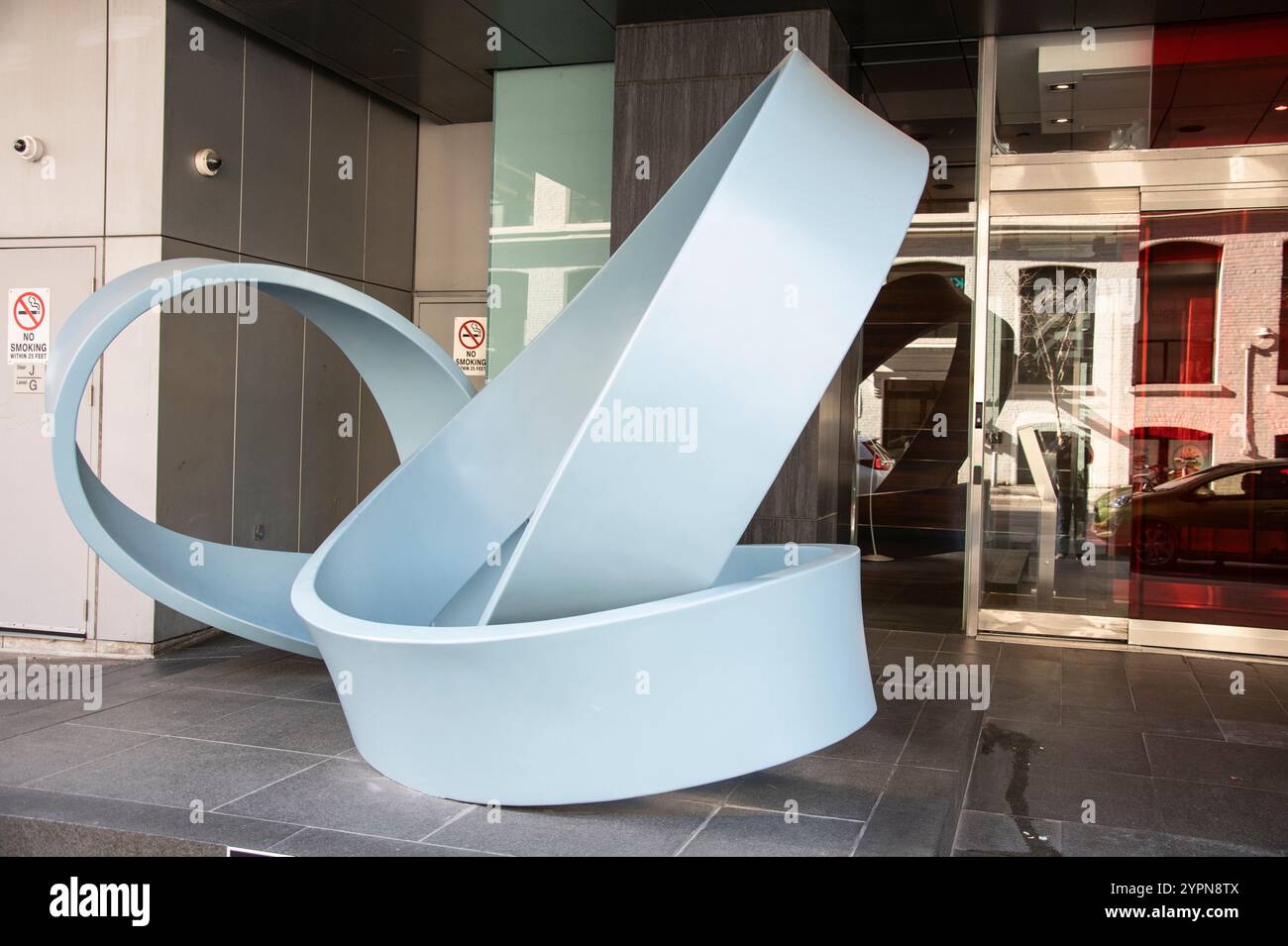 Festival tower blue ribbon sculpture on John Street in downtown Toronto ...