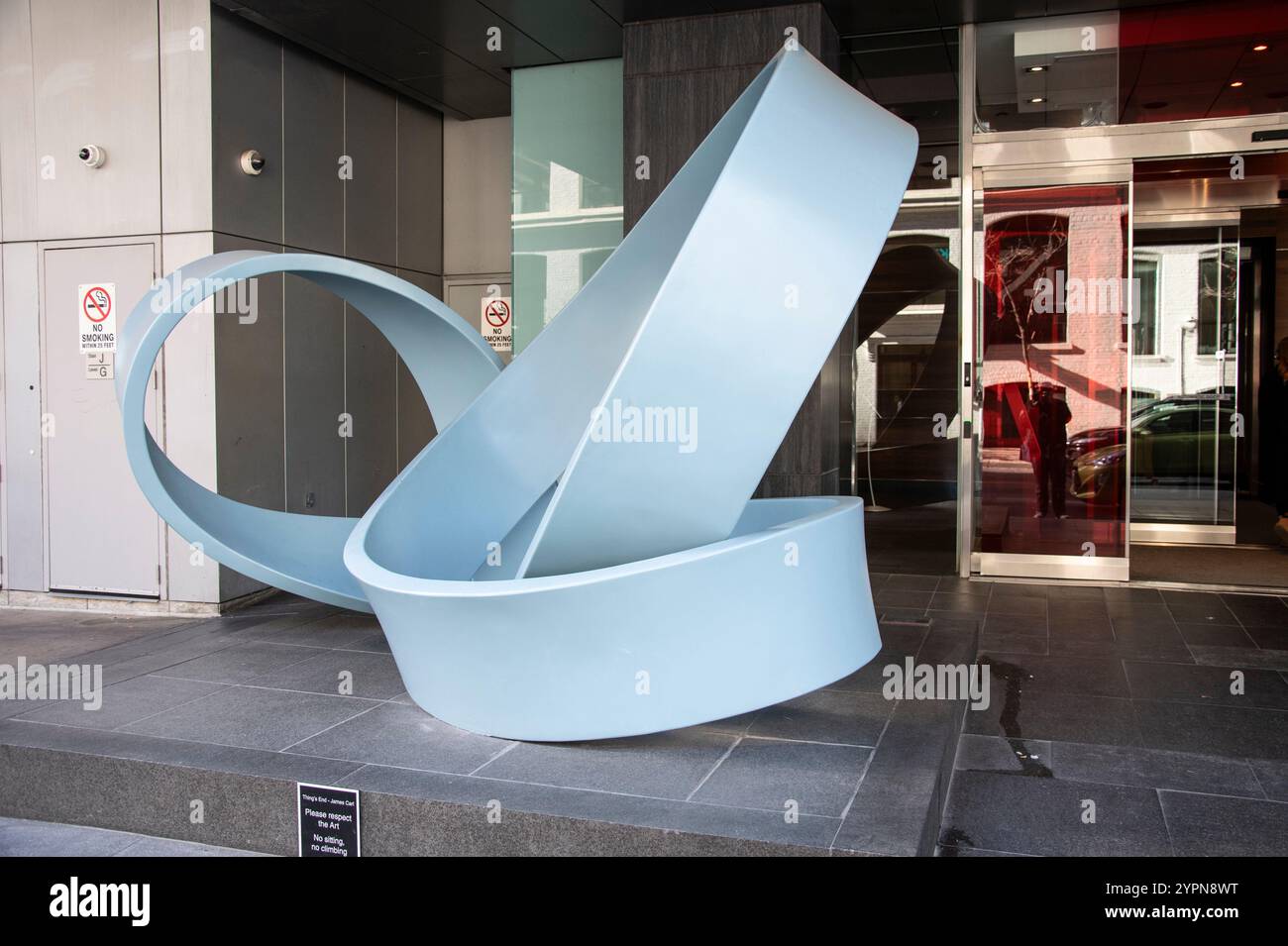Festival tower blue ribbon sculpture on John Street in downtown Toronto ...