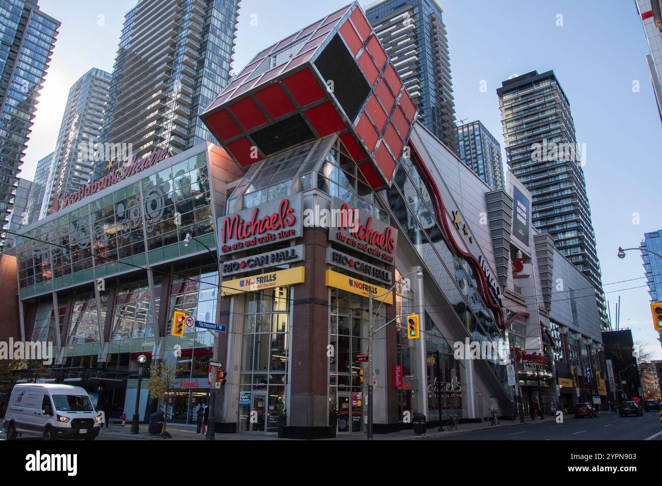 Michael's Arts & Crafts red Rubik's cub store sign on John Street in ...