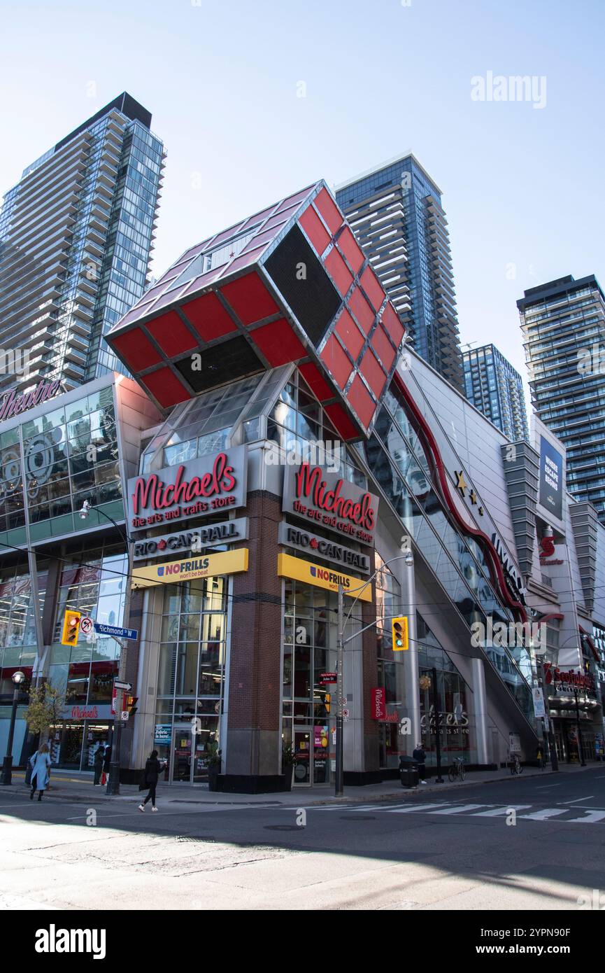 Michael's Arts & Crafts red Rubik's cub store sign on John Street in ...