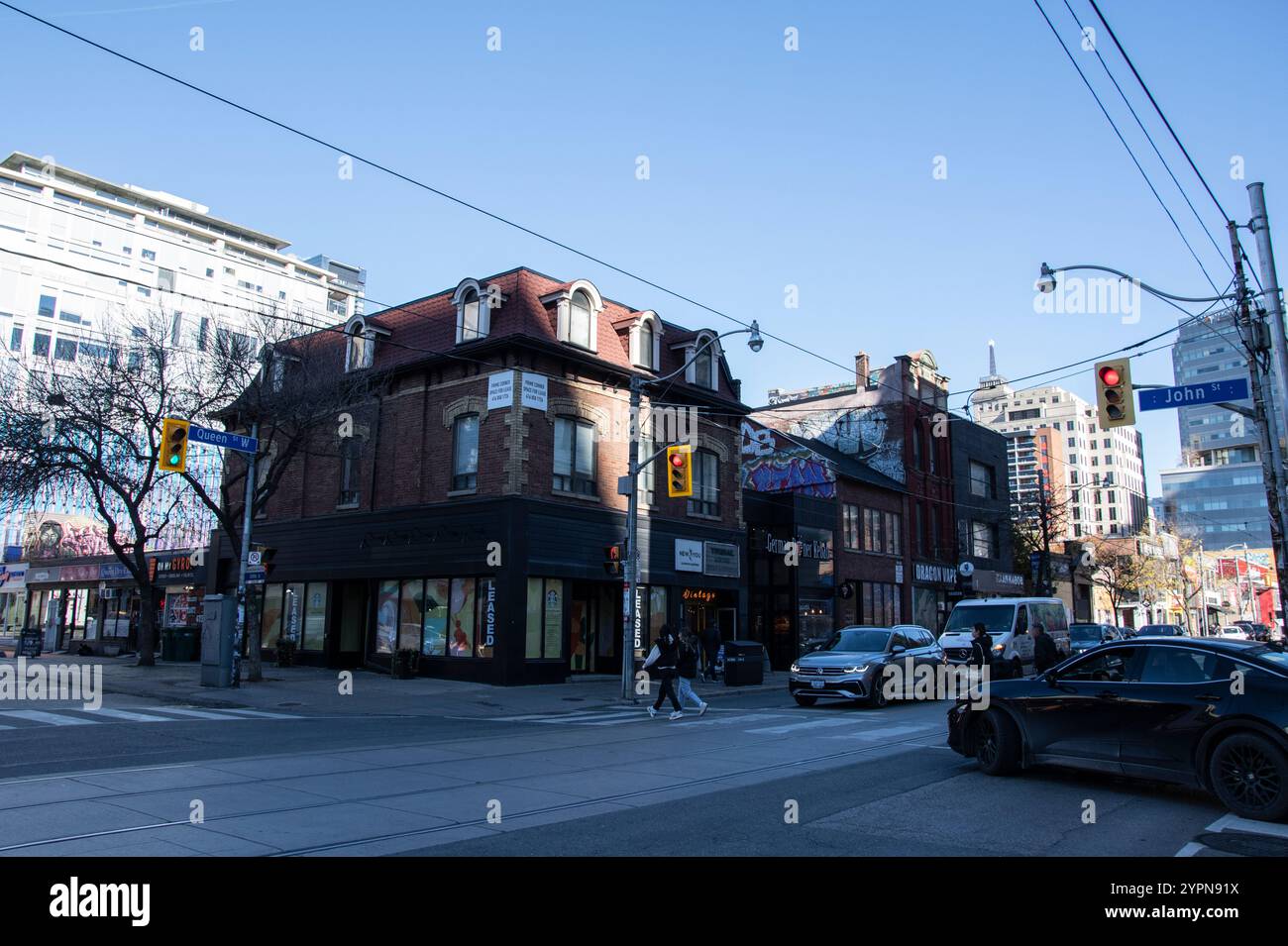 John Street and Queen Street West in downtown Toronto, Ontario, Canada ...