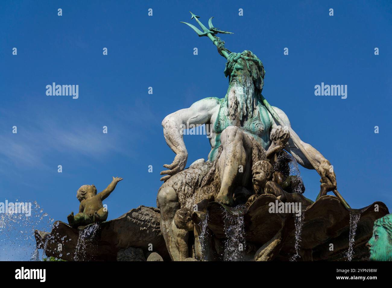 Neptune fountain with Greek god Poseidon from 1891 by Reinhold Begas ...