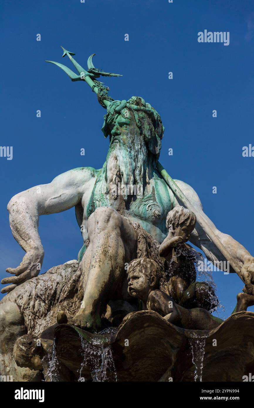 Neptune fountain with Greek god Poseidon from 1891 by Reinhold Begas ...