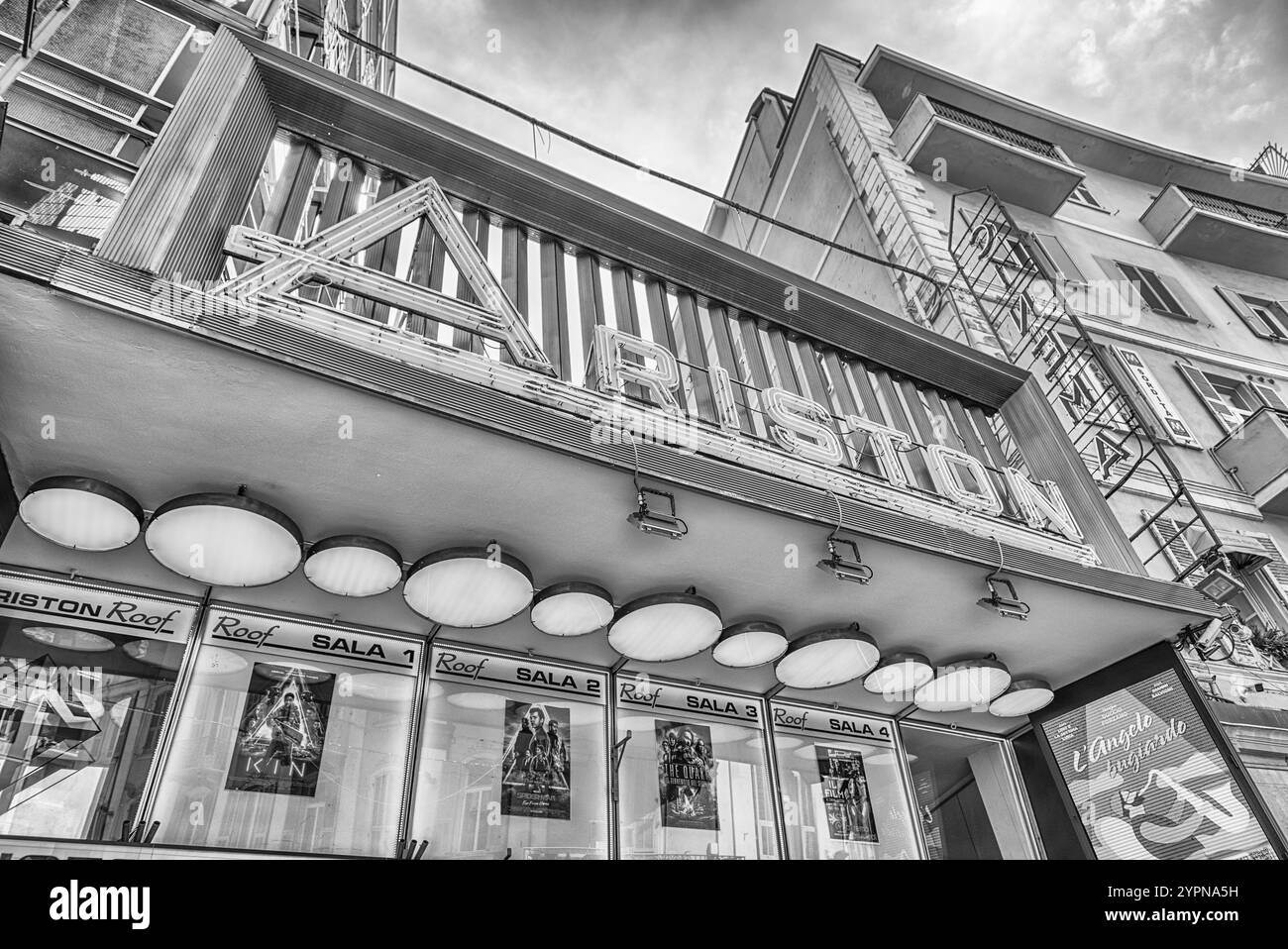 SANREMO, ITALY - AUGUST 18: Facade of the iconic Ariston Theatre ...