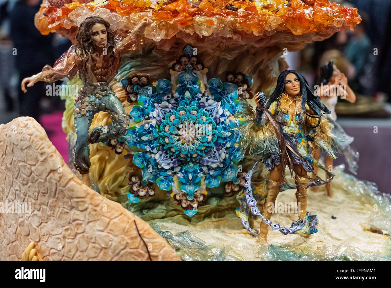 Artistic colorful handmade chocolate cakes. Cakes with a lot of ...