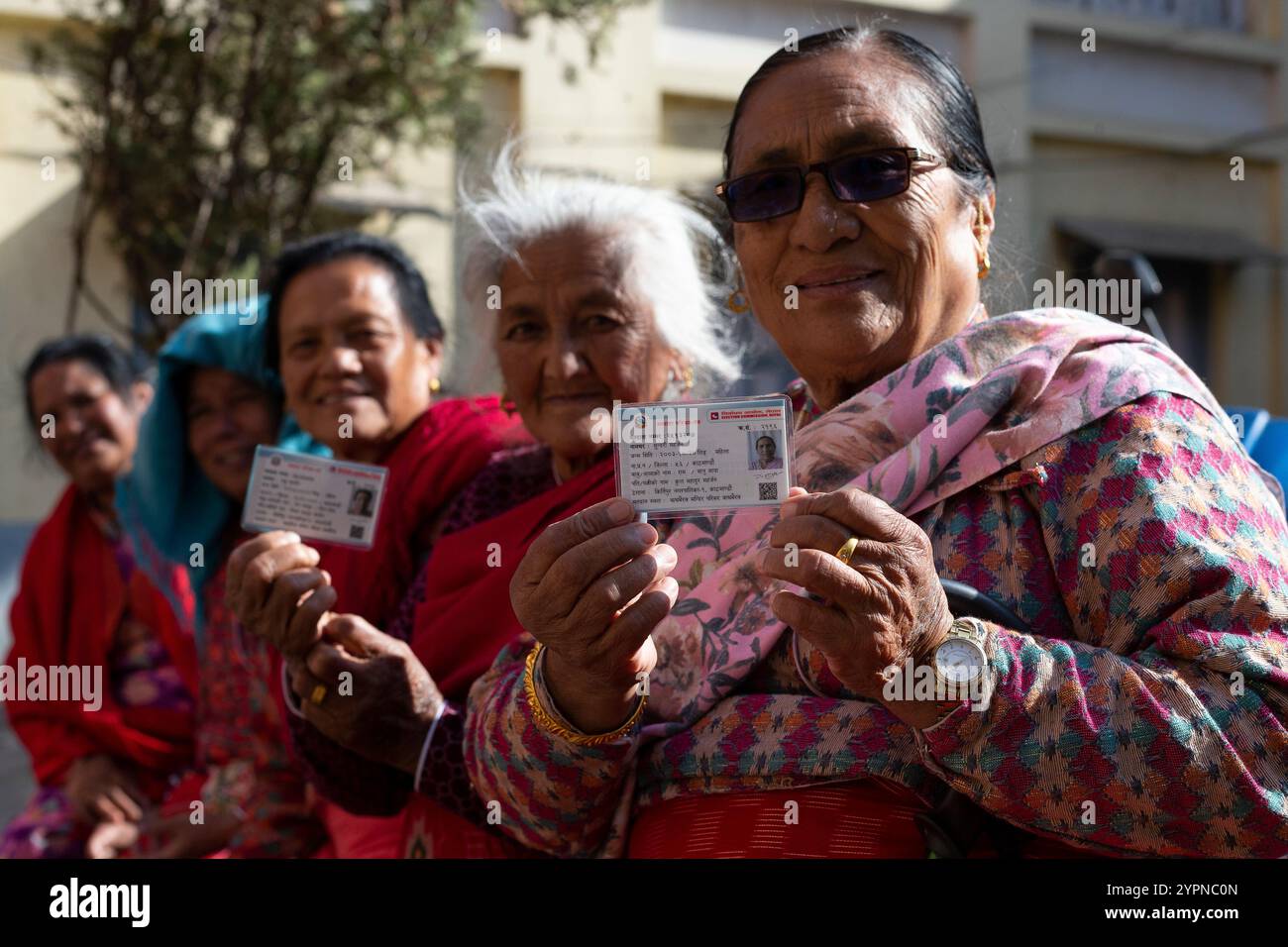 On December 1, 2024, in Kathmandu, Nepal. A woman shows her voter’s ...