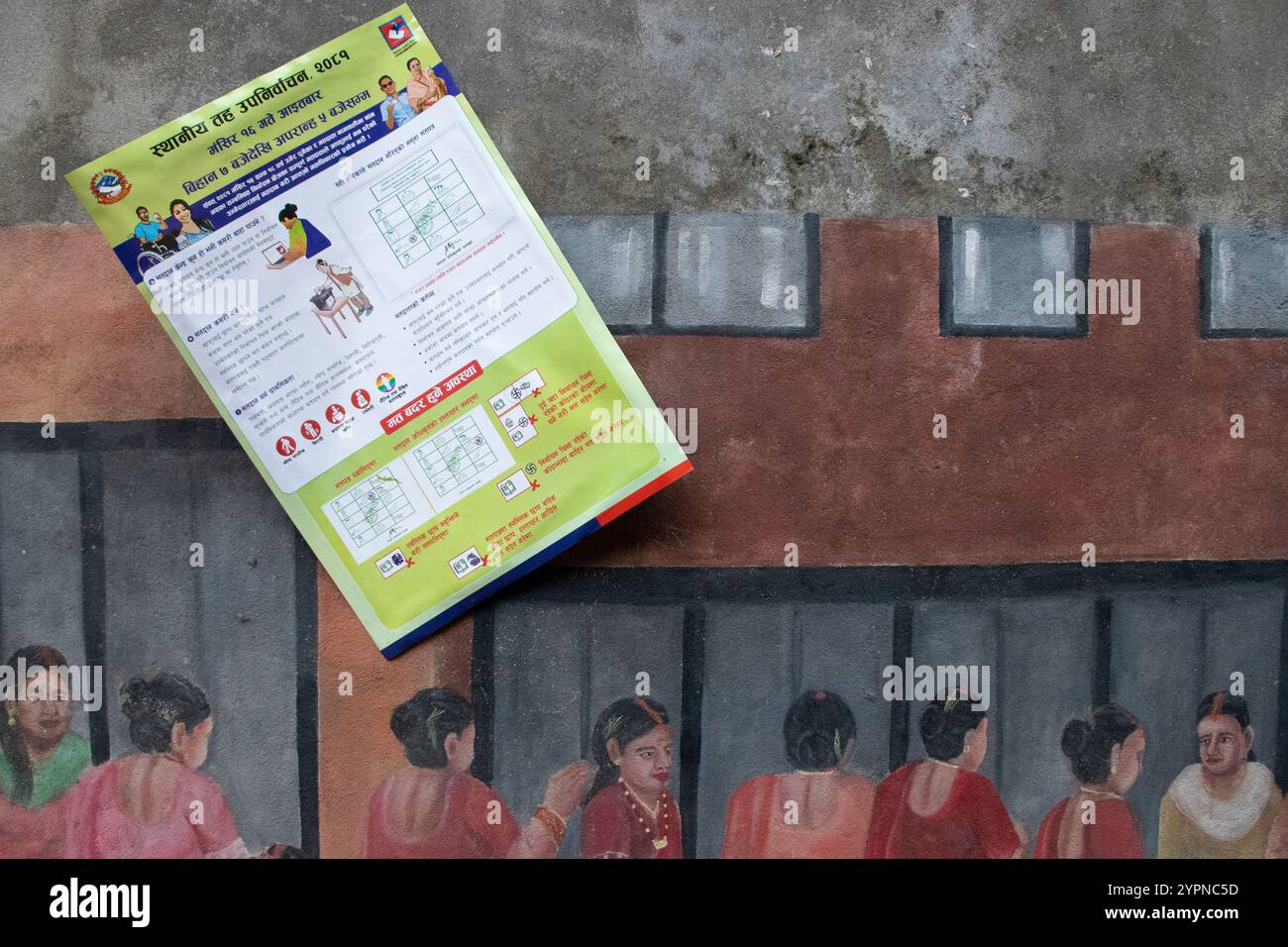 On December 1, 2024, in Kathmandu, Nepal. A voting information chart is ...