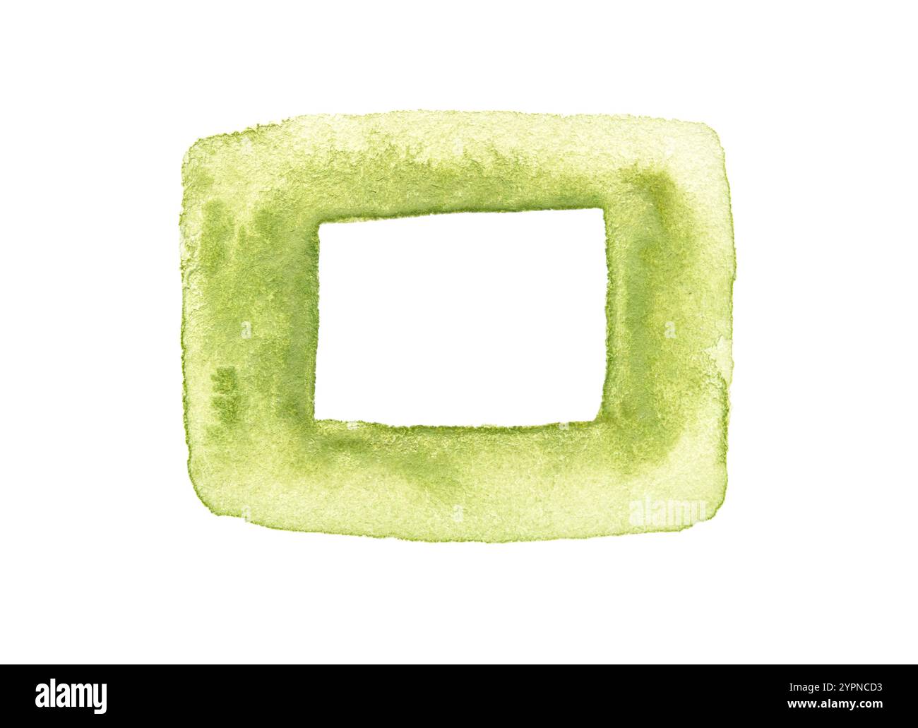Abstract green watercolor rectangle frame on white background for ...
