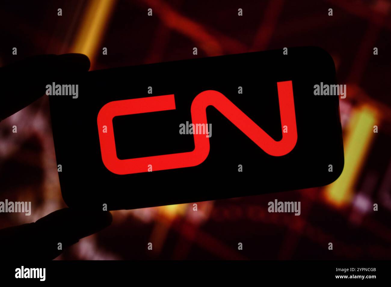 In this photo illustration, the Canadian National Railway company logo ...