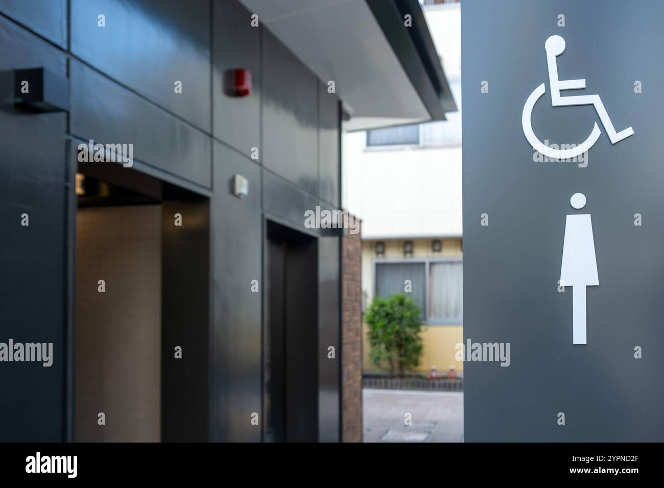 Female and Handicap toilet icon in Japan. Public toilets for women and ...