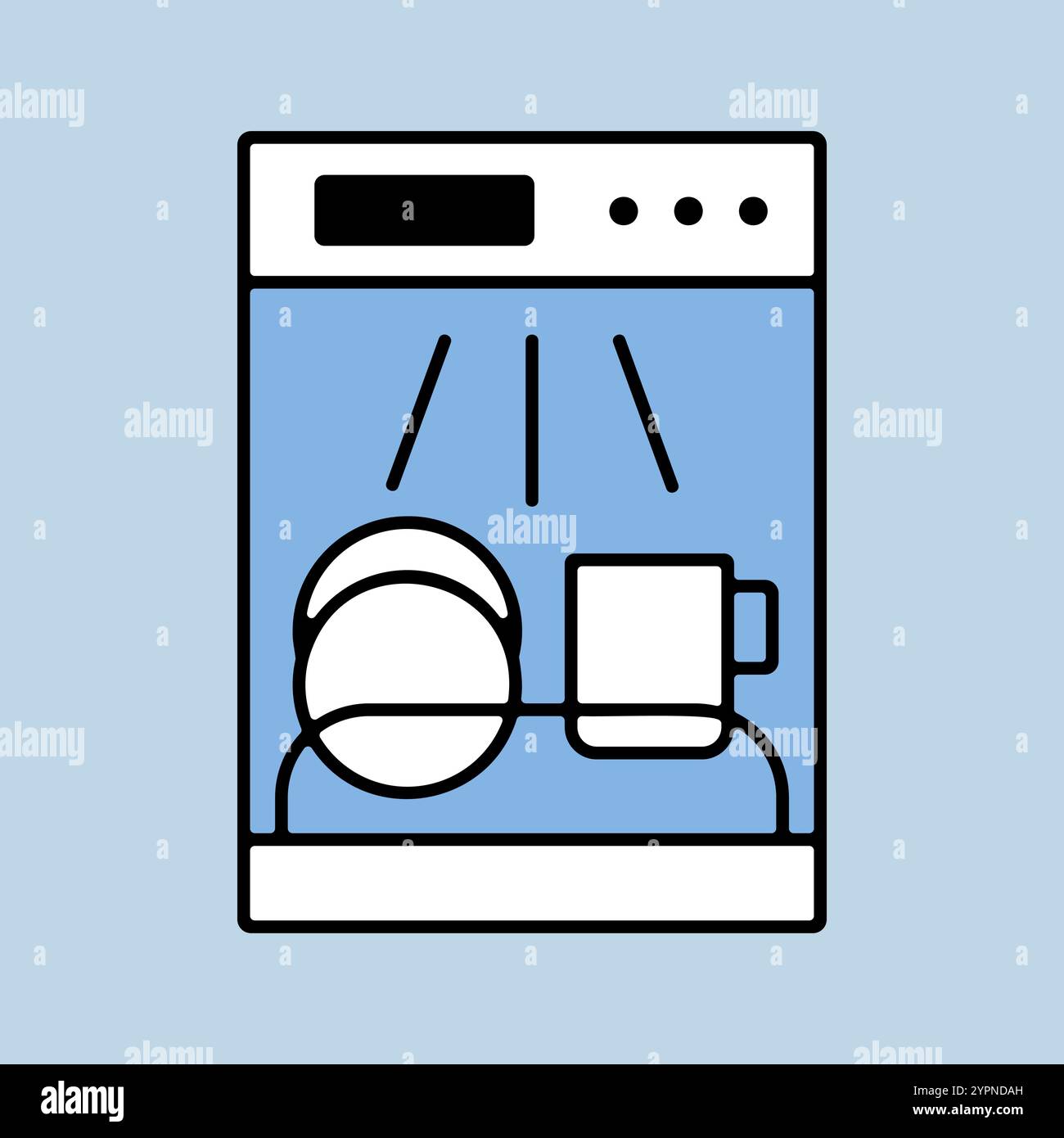 Dishwasher vector icon. Electric kitchen appliance. Graph symbol for ...