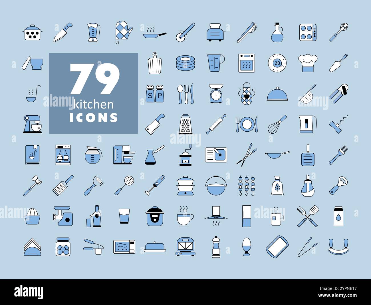 Cooking and kitchen vector icons set. Graph symbol for cooking web site ...