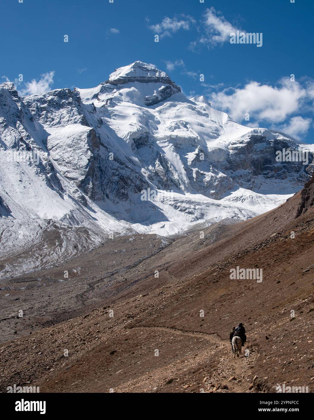 Pilgrims travelling towards Gauri Kund at the base of Adi Kailash ...
