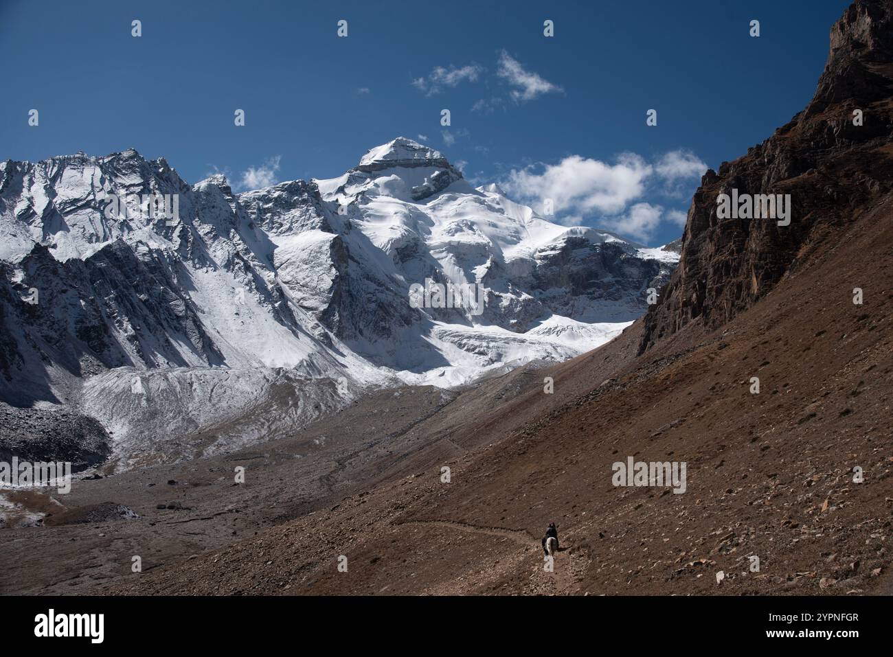 Pilgrims travelling towards Gauri Kund at the base of Adi Kailash ...