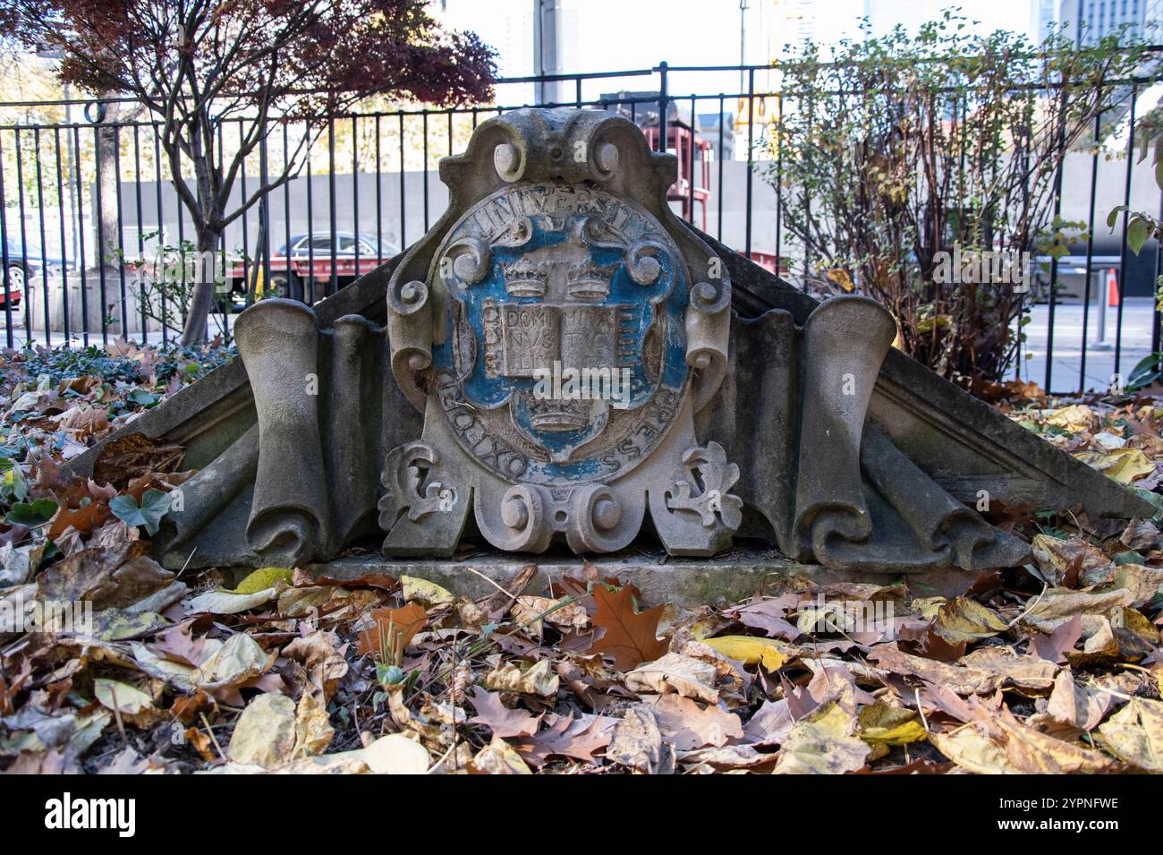 University crest at Osgoode Hall gardens on Queen Street West in ...