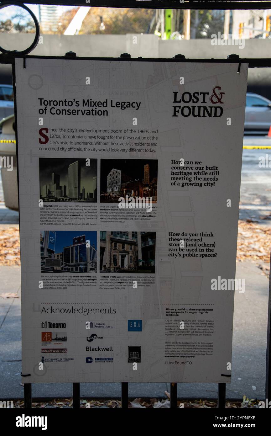 Lost & Found conservation sign at Campbell House Museum on Queen Street ...