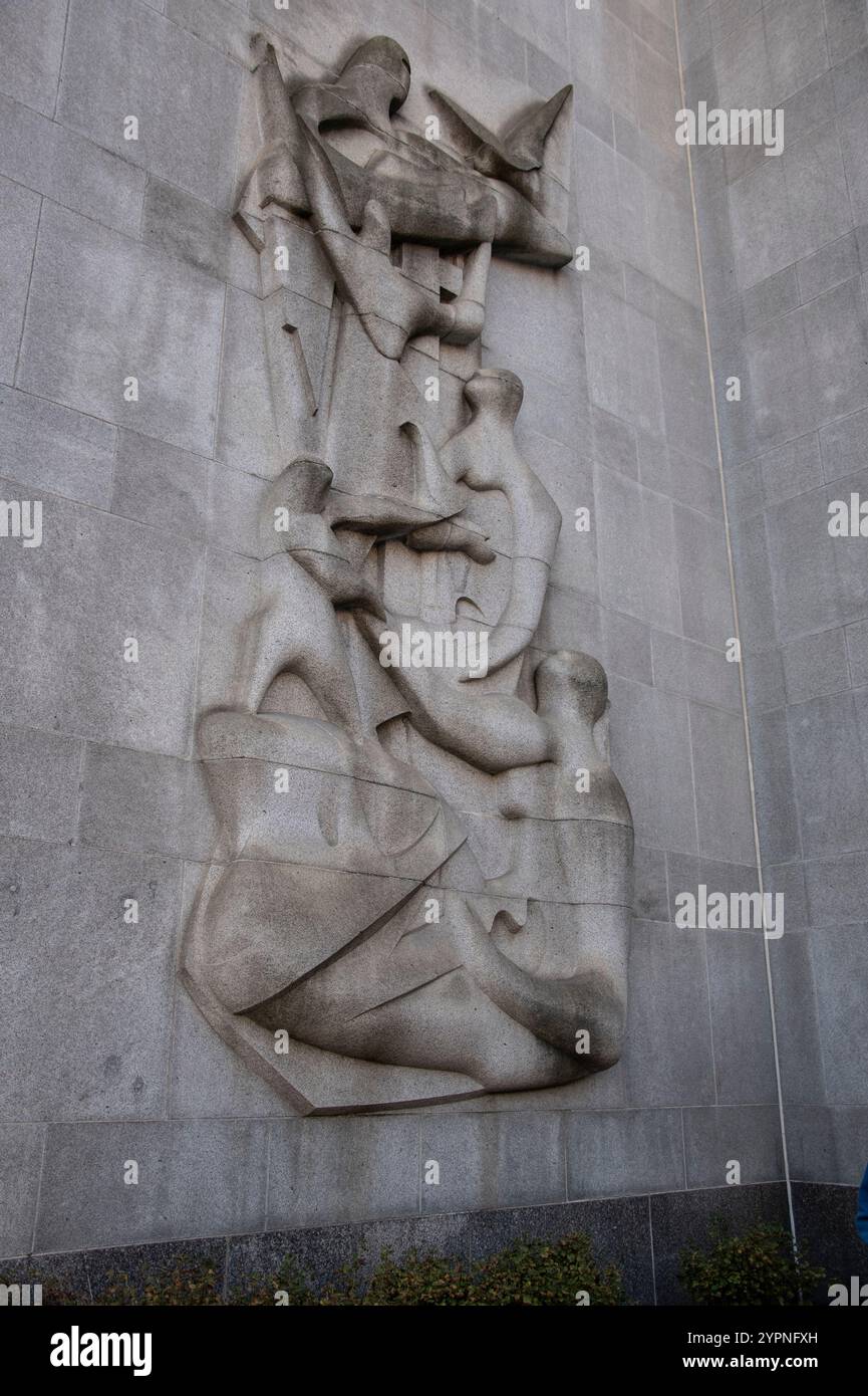Stone sculpture of birds and animals on Queen Street West in downtown ...
