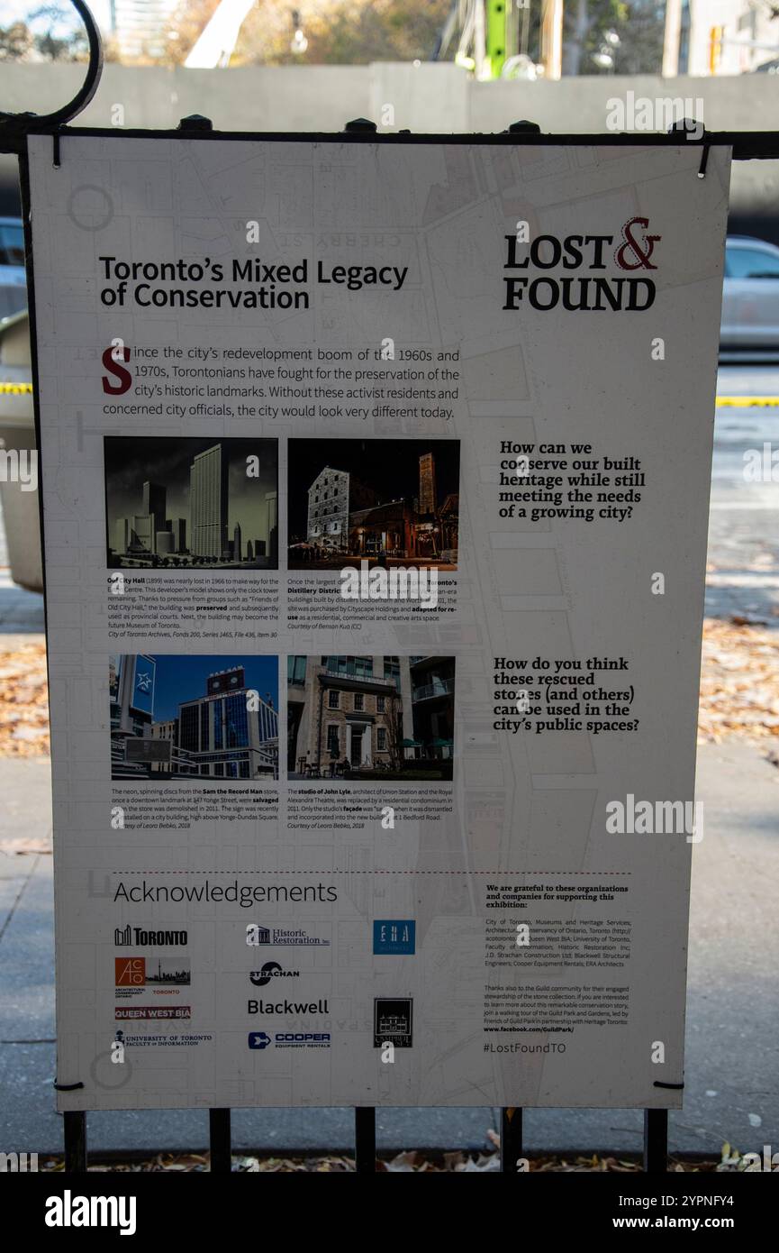 Lost & Found conservation sign at Campbell House Museum on Queen Street ...