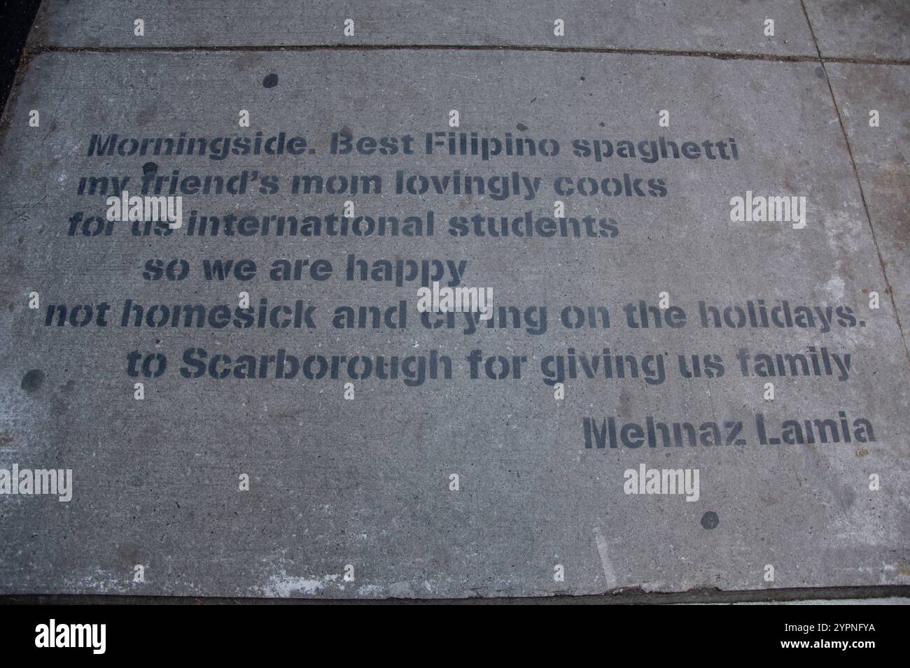 Morningside poem on the sidewalk on Queen Street West in downtown ...