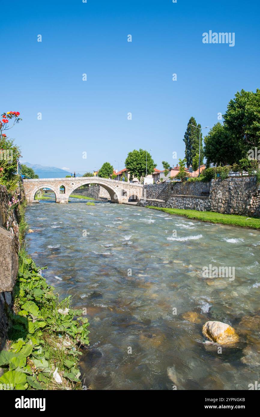 Prizren, Kosovo - July 1. 2023: The old stone bridge across river Stock ...