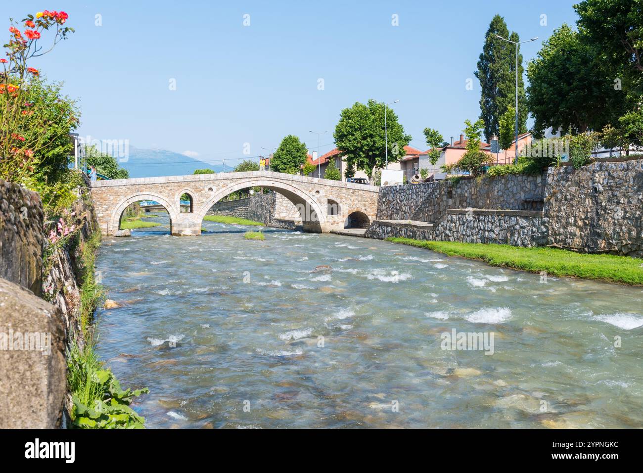 Prizren, Kosovo - July 1. 2023: The old stone bridge across river Stock ...