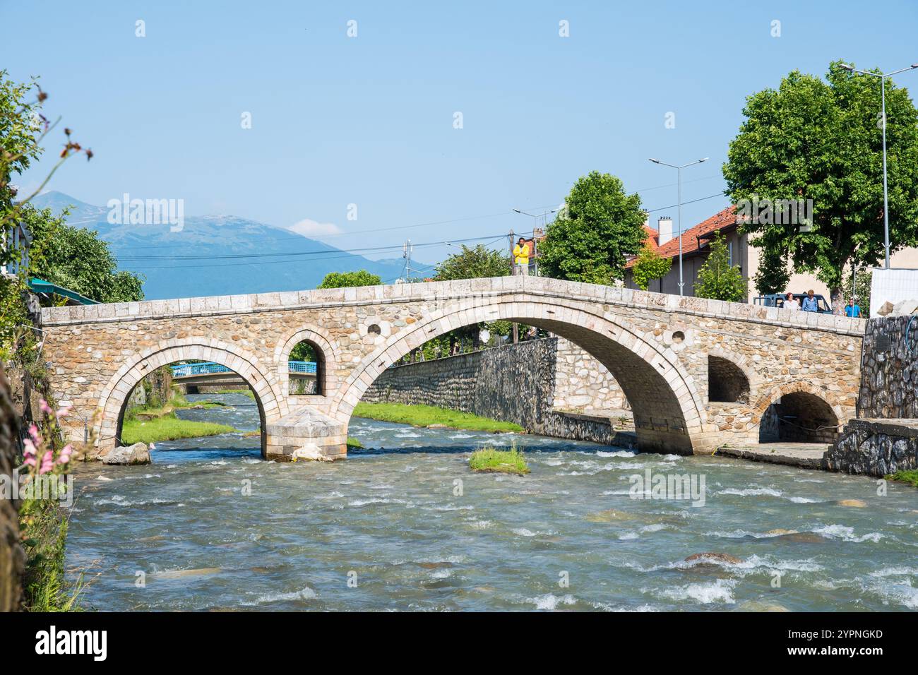 Prizren, Kosovo - July 1. 2023: The old stone bridge across river Stock ...