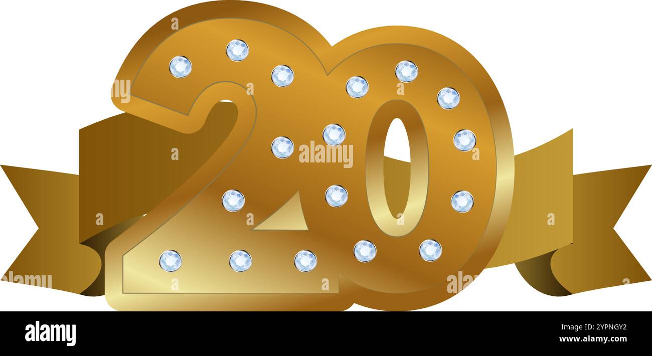golden twenty with ribbon, 20 Stock Vector Image & Art - Alamy