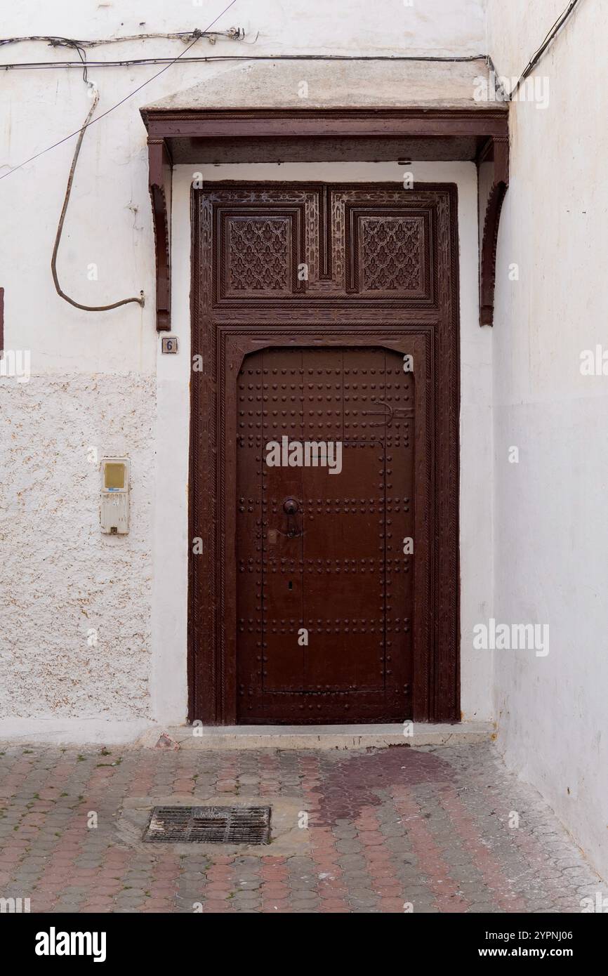 crafted Moroccan traditional door with intricate geometric patterns and ...