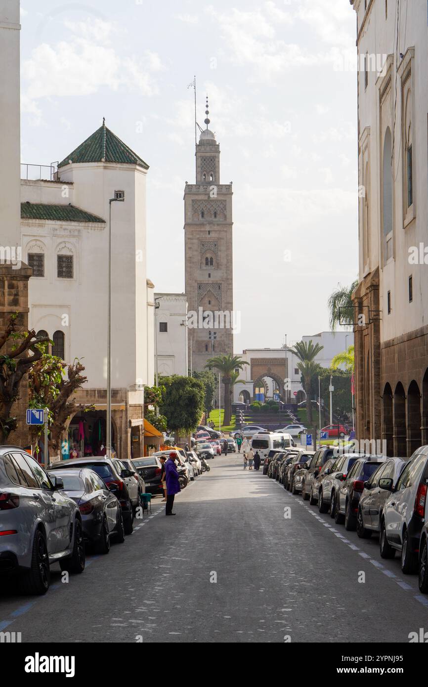 vibrant street in the Habous district of Casablanca, Morocco, with ...