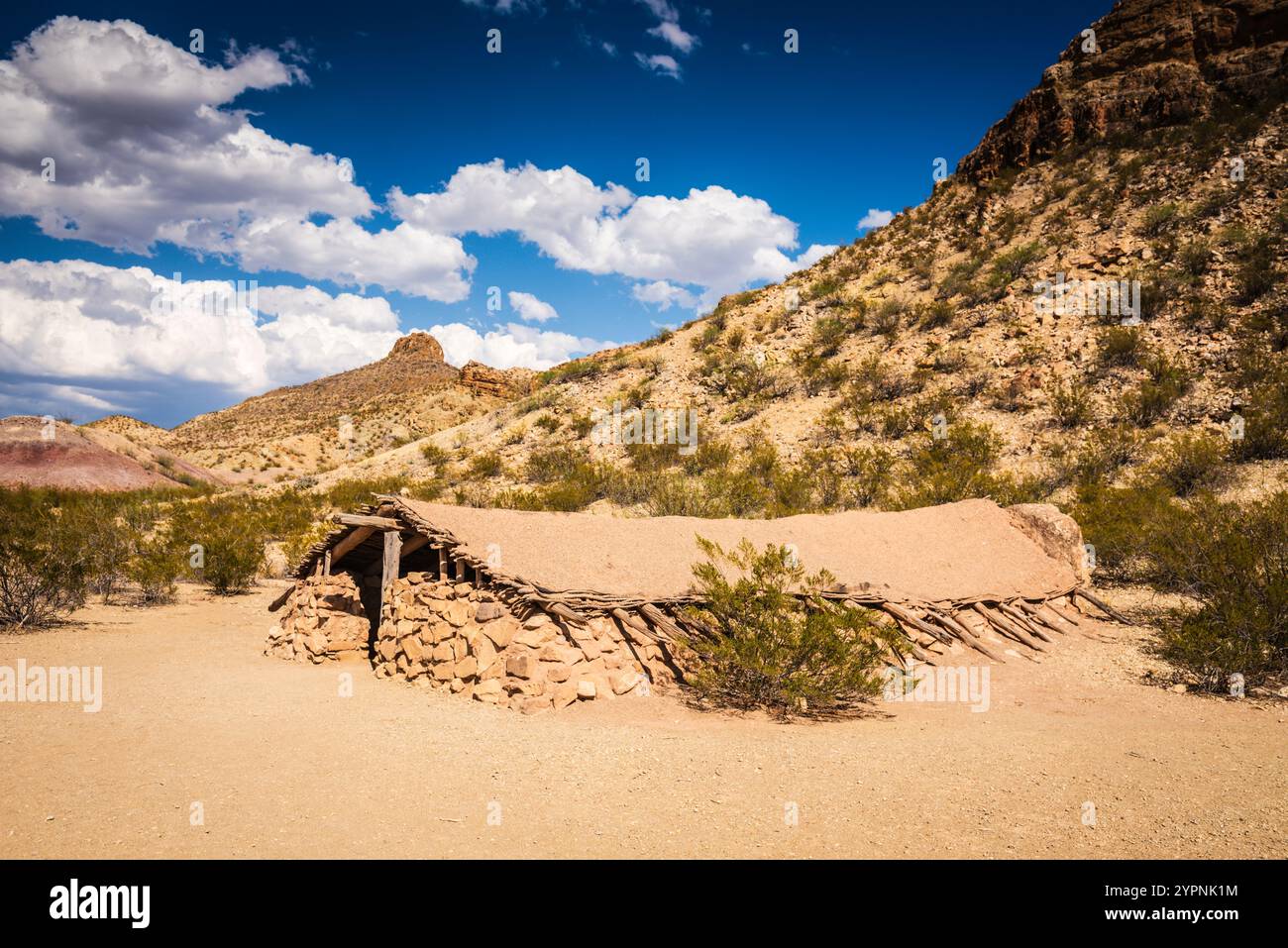 Adobe buildings at Lunas Jacal, a historical landmark in Big Bend ...