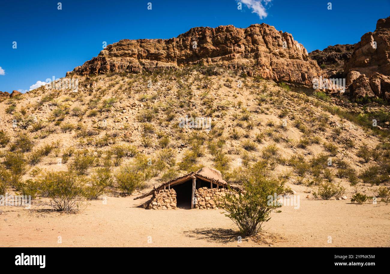 Adobe buildings at Lunas Jacal, a historical landmark in Big Bend ...