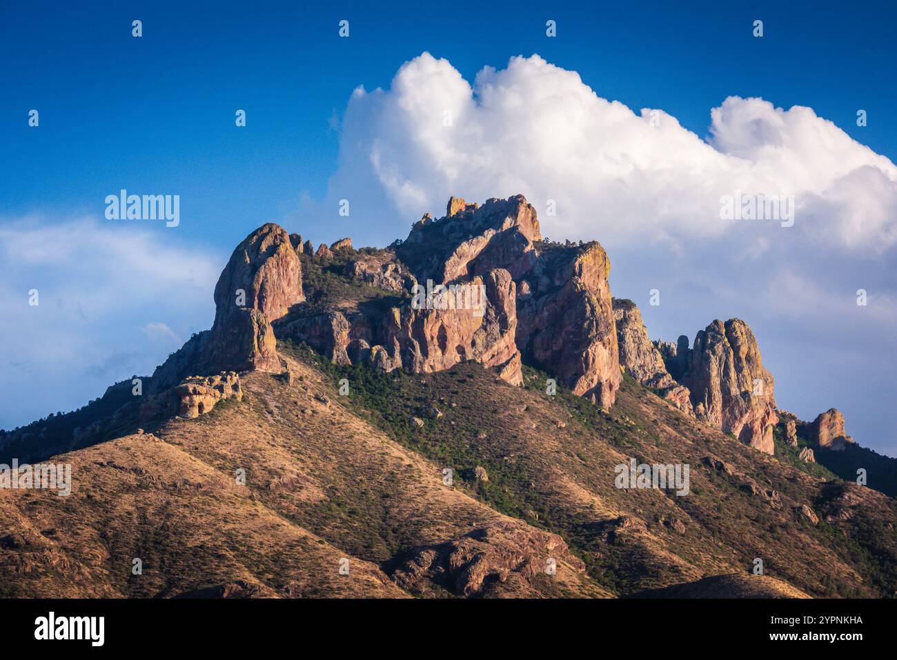 Horizontal view of Casa Grande Peak in the Chisos Mountains Stock Photo ...