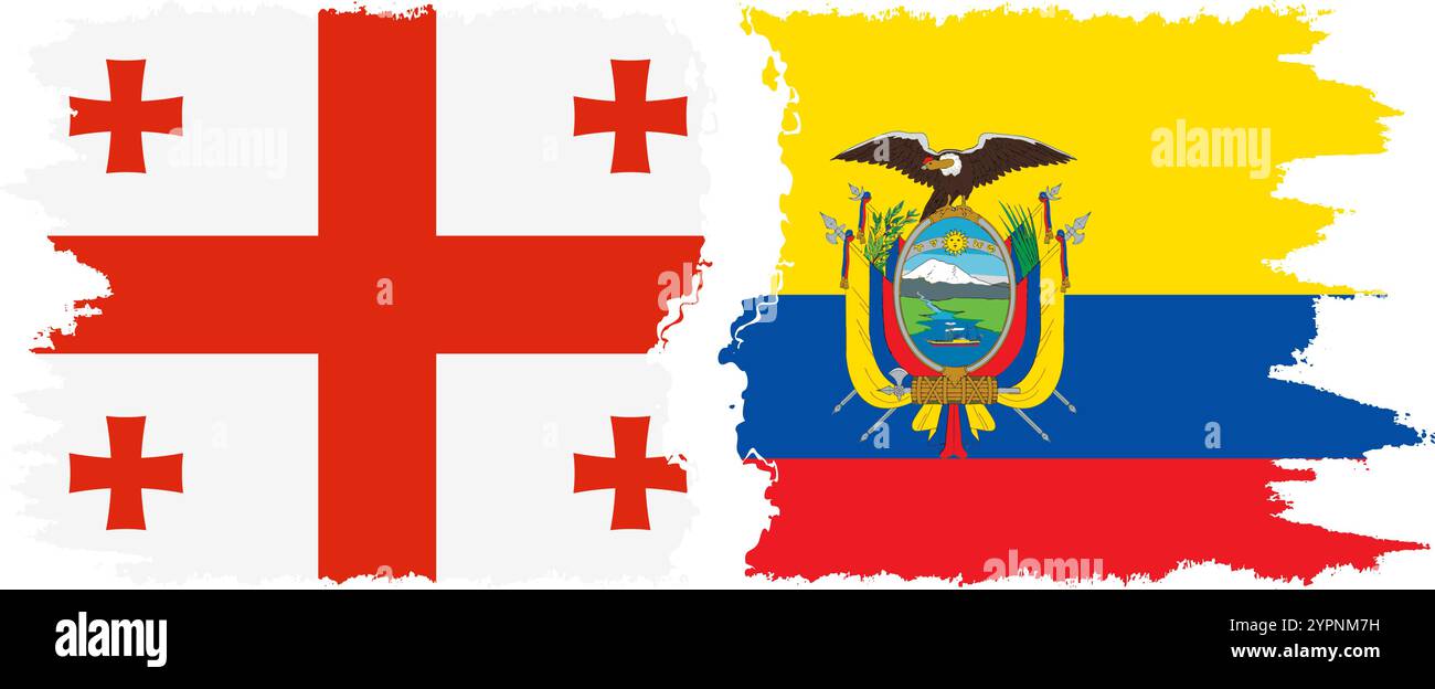 Ecuador and Georgia grunge flags connection, vector Stock Vector Image ...