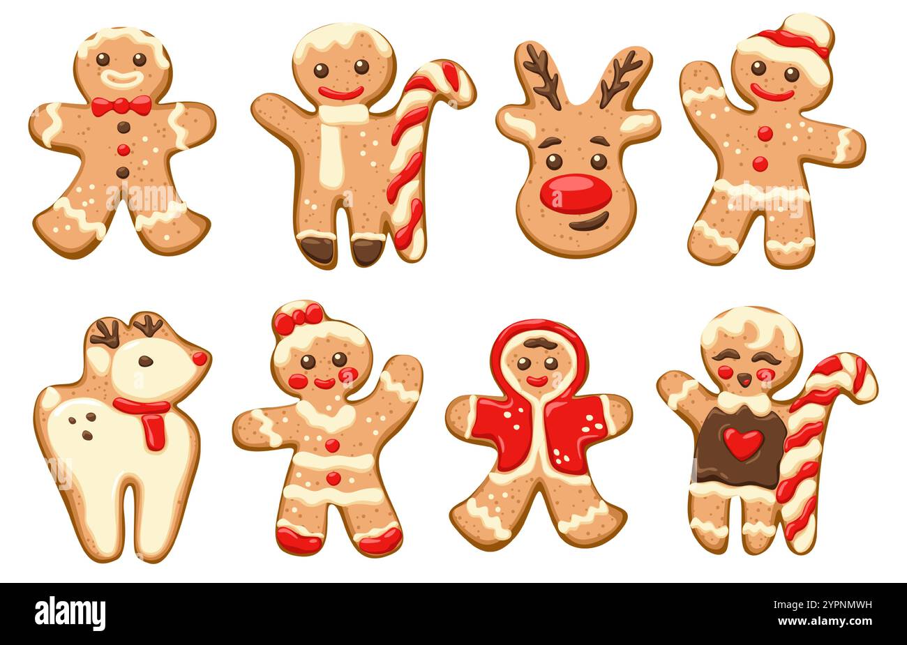 Gingerbread man. Reindeer, snowman biscuit face, sweet ginger xmas ...