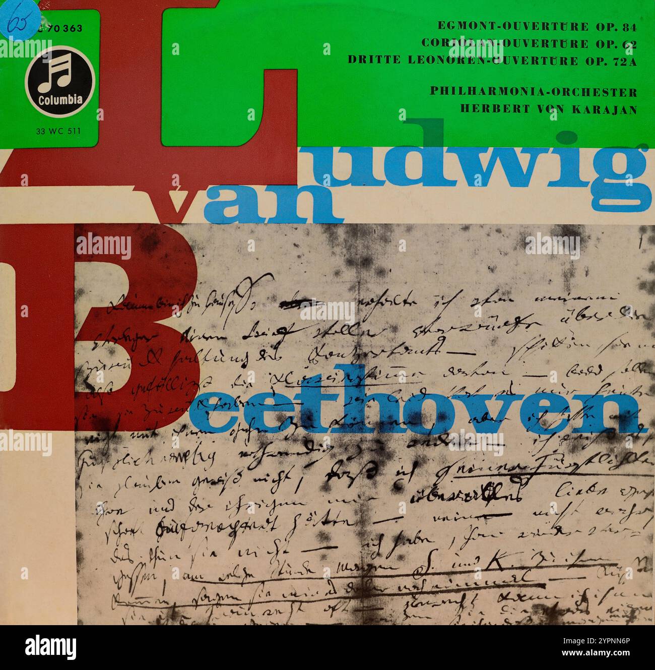 Vintage vinyl record cover. Ludwig van Beethoven, Egmont Ouverture op ...