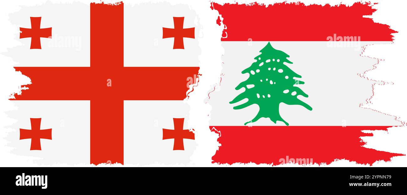 Lebanon and Georgia grunge flags connection, vector Stock Vector Image ...
