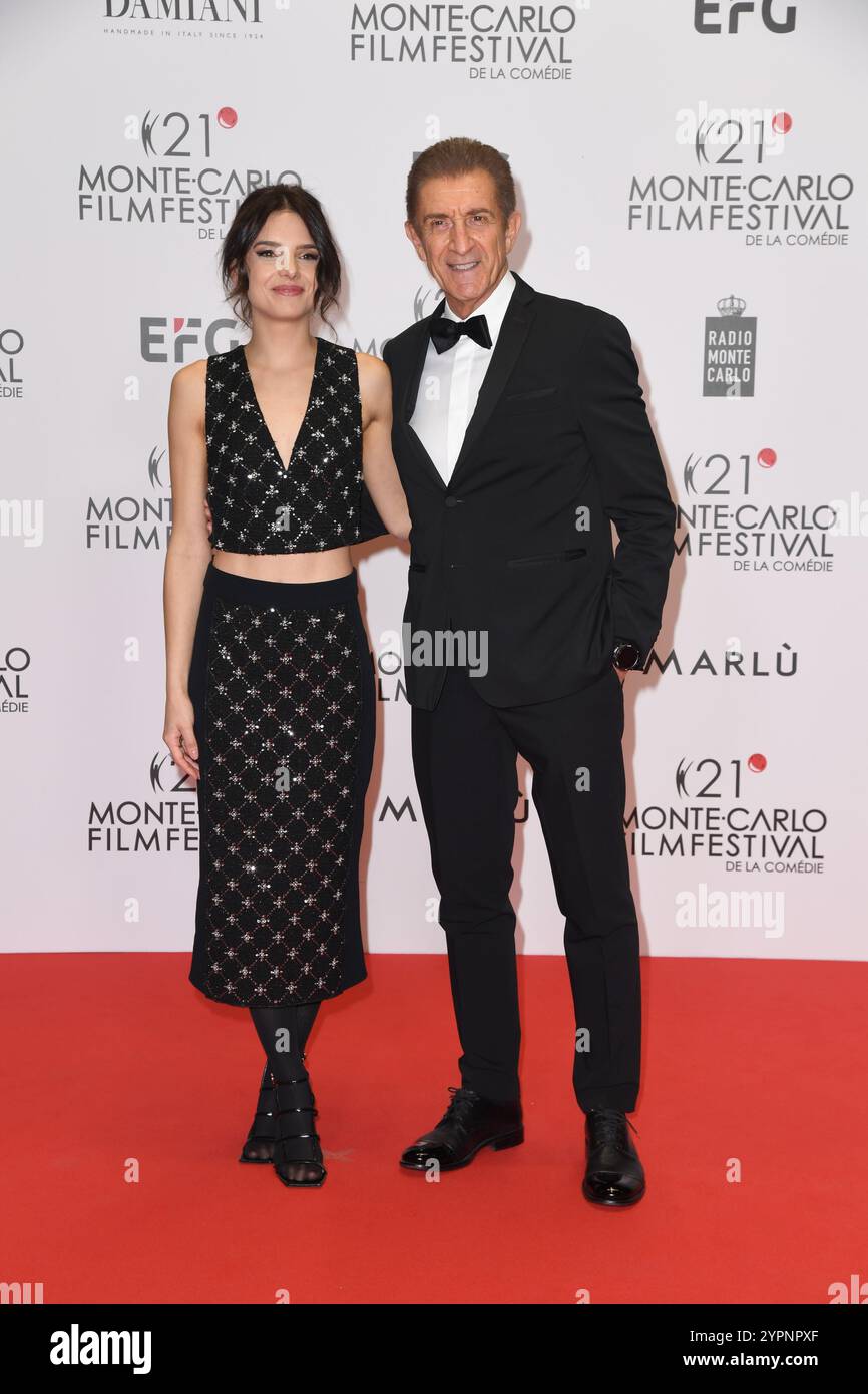 Monaco, Monaco. 30th Nov, 2024. Federica Sabatini, Ezio Greggio attends ...